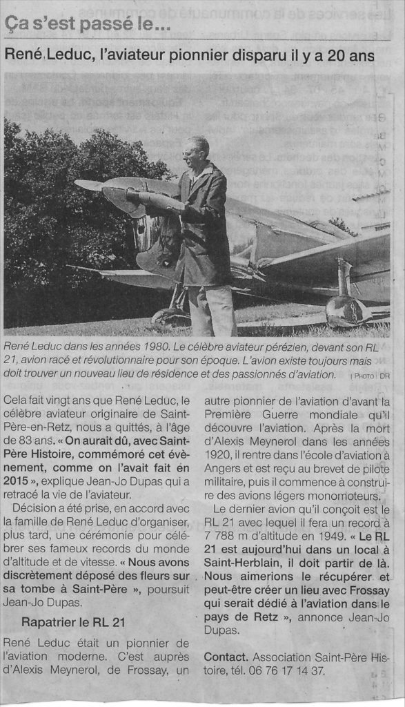 2020/11/06 – En mémoire de l’aviateur René Leduc | Georges et les autres