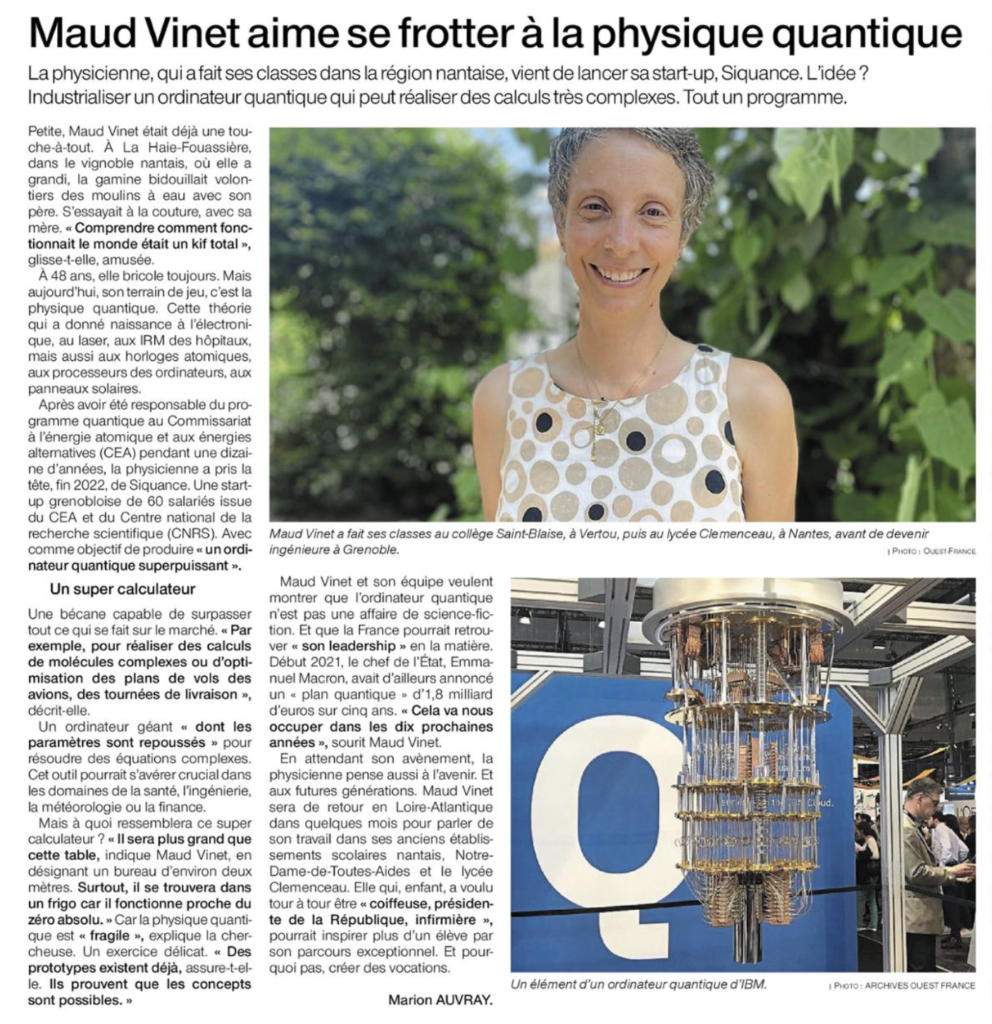 2023/06/26 – Maud Vinet et la Physique quantique (Ouest-France ...