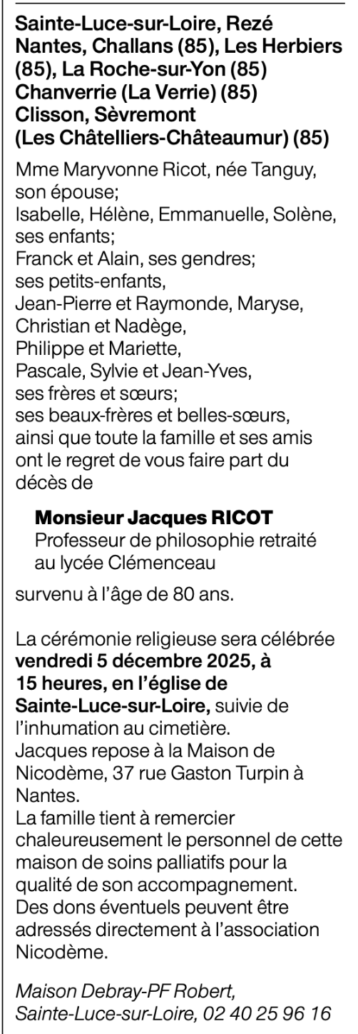 2025/11/30 – Le décès de notre ami philosophe Jacques Ricot | Georges ...